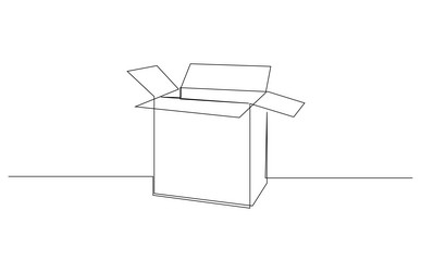 A cardboard box drawing by one continuous line Vector Image