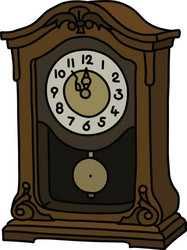 Antique wooden grandfather pendulum clock Vector Image