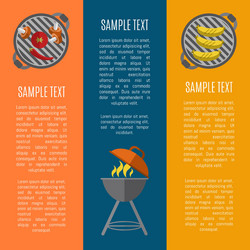 Realistic bbq grill vertical banners fried Vector Image