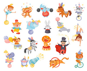 Amusing circus animal performing trick and stunt Vector Image