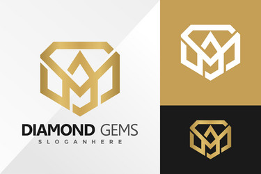 Diamond jewellery letter m logo design Royalty Free Vector