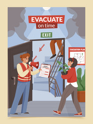 Evacuation people escape from fire buildings Vector Image
