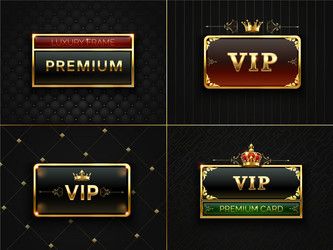 Vip dark red glass label with golden frame crown Vector Image