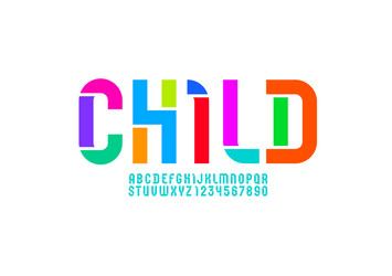 Stencil colored font condensed bold bright Vector Image