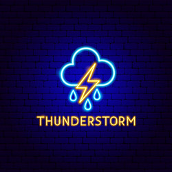 Lightning neon label Royalty Free Vector Image
