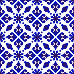 Blue and white batik pattern Royalty Free Vector Image