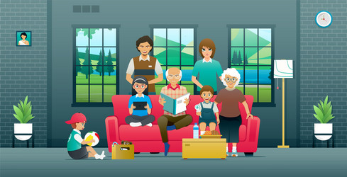 Cartoon big family Royalty Free Vector Image - VectorStock