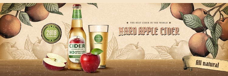 Pear cider banner ad Royalty Free Vector Image