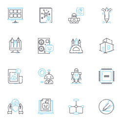 Sovereign systems linear icons set authority Vector Image