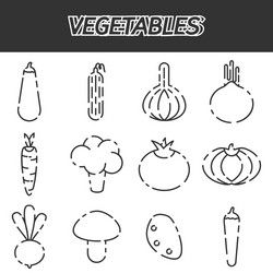 Continuous line set vegetables design elements Vector Image