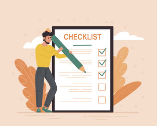 Male character with checklist task planner Vector Image