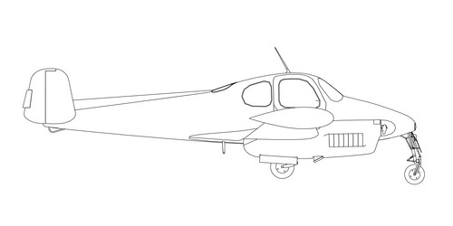 Outline of an airplane with a propeller from Vector Image