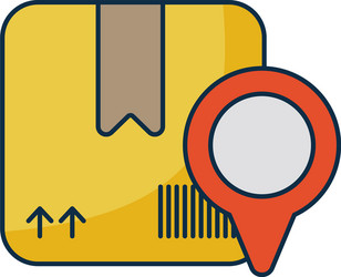 Cardboard box with pointer place on white Vector Image