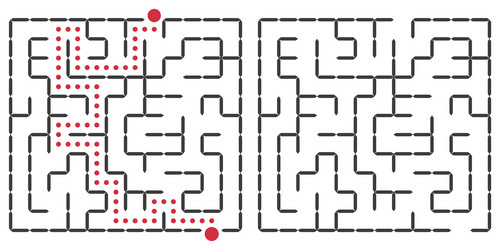 Maze game path square a simple logic Royalty Free Vector