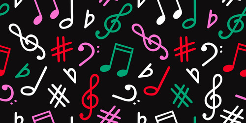 Music signs seamless pattern accidental note Vector Image