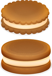 Chocolate round cookie with cream sweet snack Vector Image
