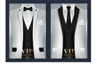 Set business card templates with suit Royalty Free Vector