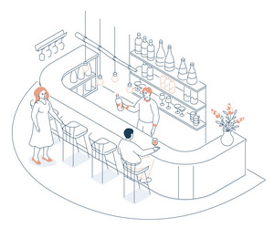 Bartender and cocktails - line design Royalty Free Vector