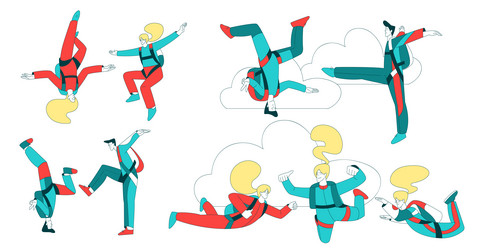 Air sport with people character parachuting Vector Image