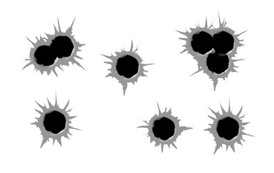 Bullet hole realistic metal hole damage Royalty Free Vector