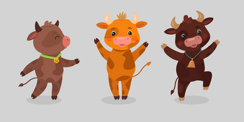 Happy ox characters cartoon cows mascots Vector Image