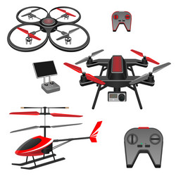 Helicopter rc model icons Royalty Free Vector Image