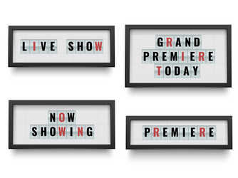 Cinema lightbox sign illuminated light box Vector Image