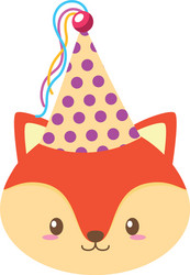 Birthday celebration cute fox party hat Royalty Free Vector