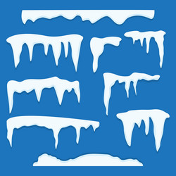 Snow cap ice set winter design snowy icicle roof Vector Image