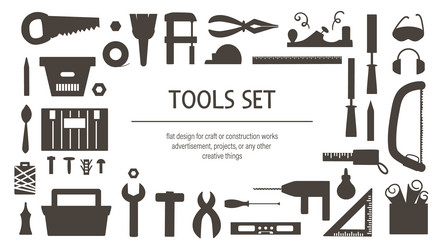 Horizontal tools set flat colored with building Vector Image