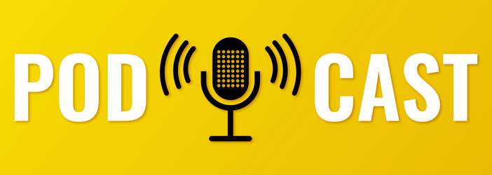 Podcast golden logo broadcasting symbol Royalty Free Vector