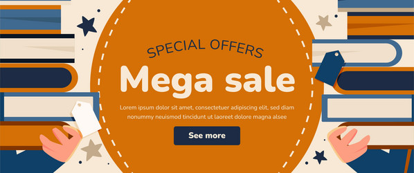 All books clearance sale banner template flat Vector Image