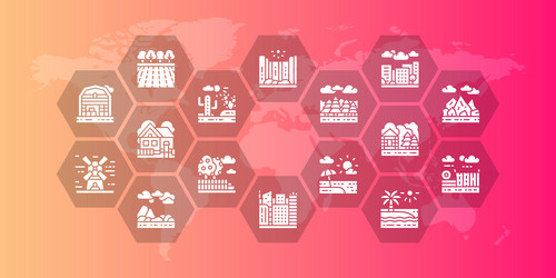 Horizontal Banner with Megapolis Vector Images (over 100)