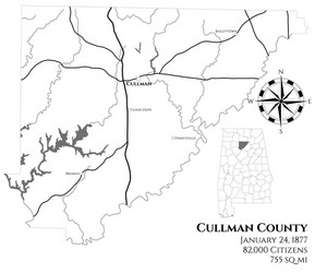 Vintage map of cullman county in alabama usa Vector Image