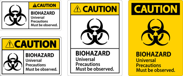 Biohazard caution label gloves required Royalty Free Vector