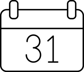 Calendar with 31 number isolated icon Royalty Free Vector