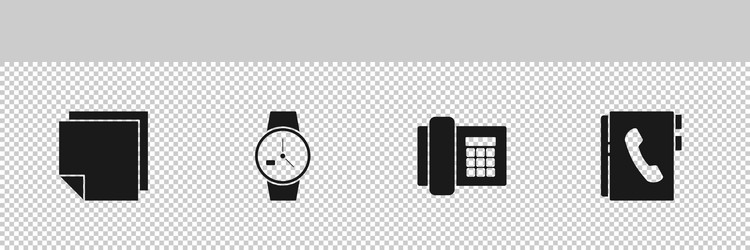 Set post note stickers wrist watch computer Vector Image