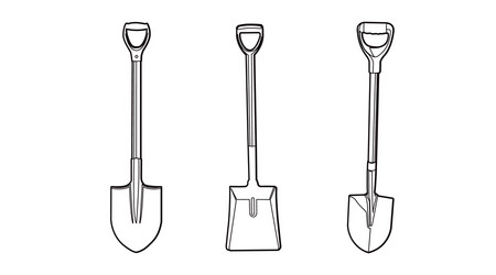 Shovel black and white set Royalty Free Vector Image