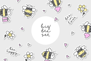 Cute bees set Royalty Free Vector Image - VectorStock