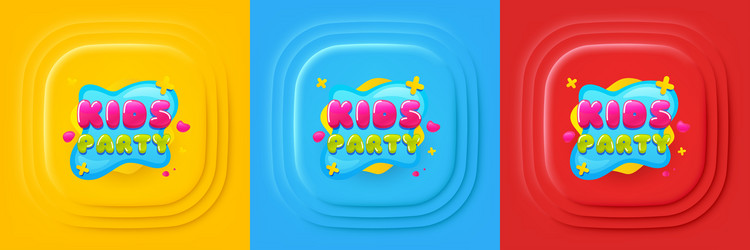 Kids party sticker fun playing zone banner Vector Image