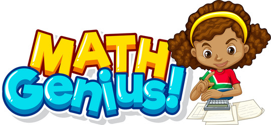 Font design for word math genius with two children