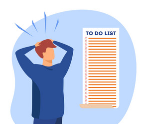 Man looking at too long to do list Royalty Free Vector Image