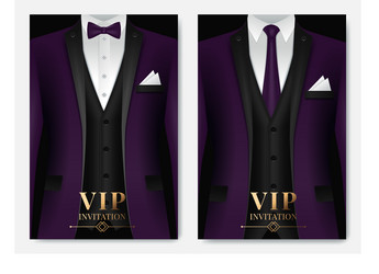 Set business card templates with suit Royalty Free Vector
