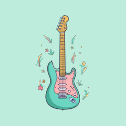 Electric guitar hand-drawn comic guitar Royalty Free Vector
