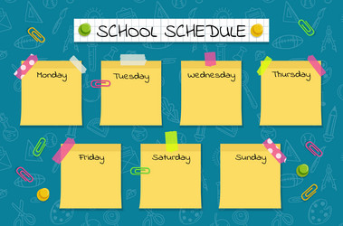 Kids school schedule daily study plan Royalty Free Vector