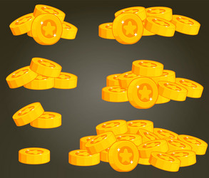 Cartoon golden coins nugget chest wallet ui set Vector Image