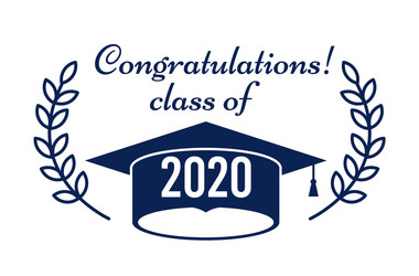 Class 2020 with graduation cap congratulations Vector Image