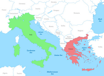 Map of alpine countries with borders Royalty Free Vector