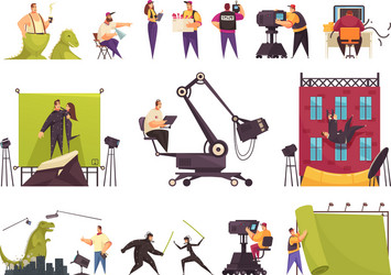 Flat movie genres icons Royalty Free Vector Image