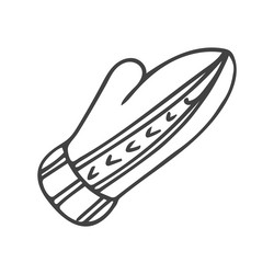 Doodle single mitten with stripes and dots Vector Image